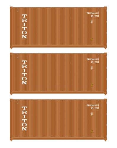 Walthers - 20' Fully Corrugated Container - 3-Pack - Triton - 949-18055