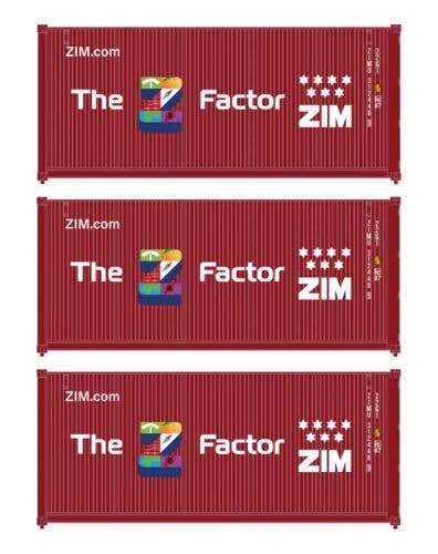 Walthers - 20' Fully Corrugated Container - 3-Pack - ZIM (The Z Factor ...