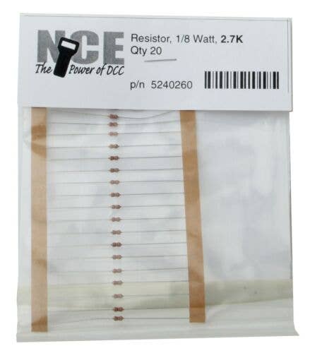 NCE - 2700 Ohm Resistor - 1/8 Watt pkg(20) - 524-260