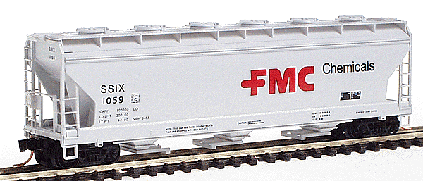 MicroTrain - 3-Bay ACF Centerflow Covered Hopper w/Round Hatches - FMC ...