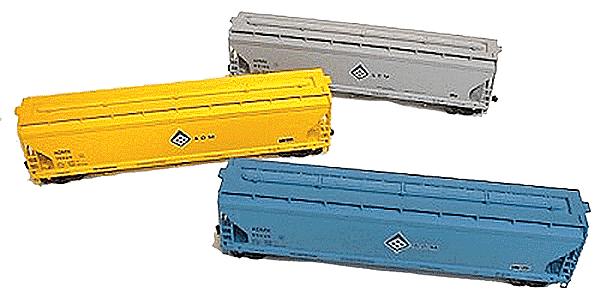 Accurail - 3-Bay Grain Hopper 3-Pack - ADM (yellow, blue, gray w ...