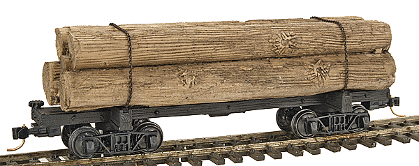 MicroTrain - 30' Log Car w/Log Load, Scale Chain Wrappers & Arch Bar ...