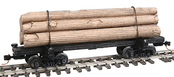 MicroTrain - 30' Log Car w/Log Load, Scale Chain Wrappers & Arch Bar ...