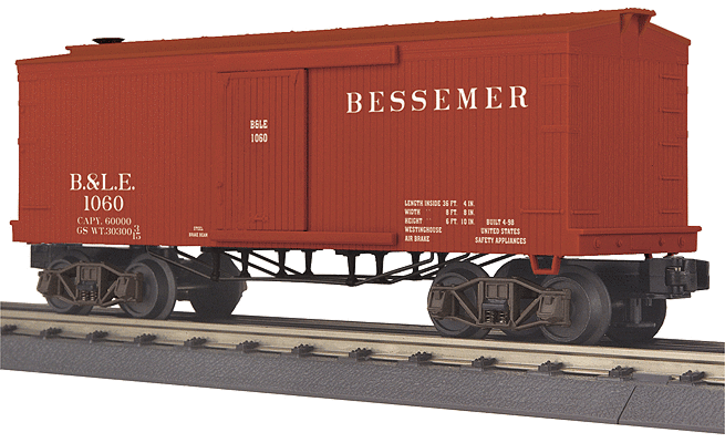 MTH - 34' Wood Boxcar - 3-Rail - Ready to Run - RailKing(R) - Bessemer ...