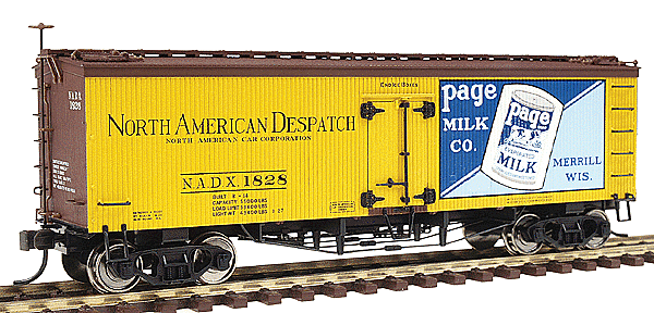 Atlas - 36' Wood Reefer - Assembled - Page Milk Co. #1828 (yellow, blue ...