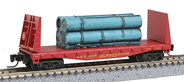 MicroTrain - 40' Bulkhead Flatcar w/Boiler Load - Delaware & Hudson ...