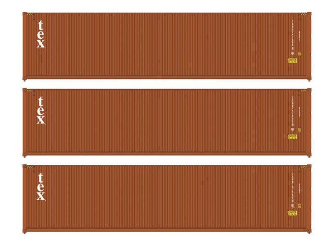 Walthers - 40' Fully Corrugated Container - 3-Pack - TEX - 949-18255