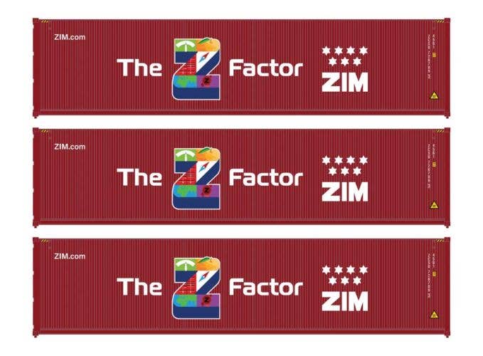 Walthers - 40' Fully Corrugated Container - 3-Pack - ZIM (The Z Factor ...