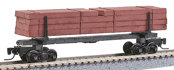 MicroTrain - 40' Modern Log Car w/Uprights, w/Redwood Timber Load ...