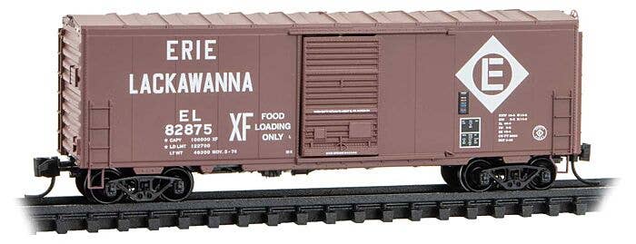 MicroTrain - 40' Single-Door Boxcar No Roofwalk - Ready to Run - Erie Lackawanna #82875 (Boxcar ...