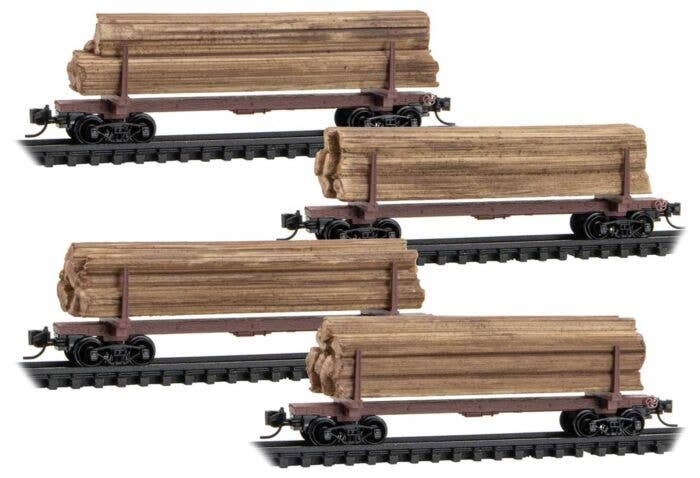 MicroTrain - 40' Skeleton Log Car w/Log Load 4-Pack - Ready to Run ...