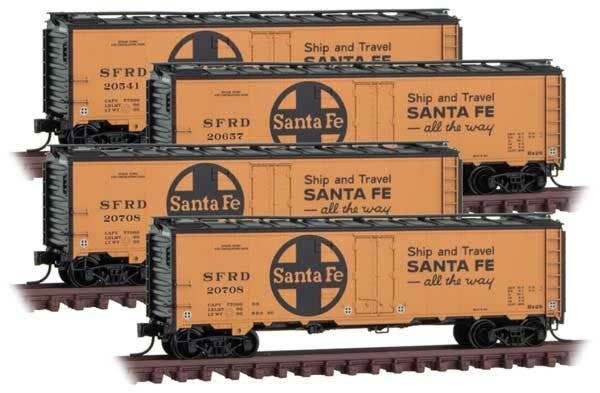 MicroTrain - 40' Steel Ice Reefer 4-Pack - Ready to Run - Santa Fe ...