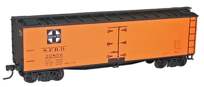 Accurail - 40' Wood Reefer - Kit - Santa Fe SFRD (orange, black, Square ...