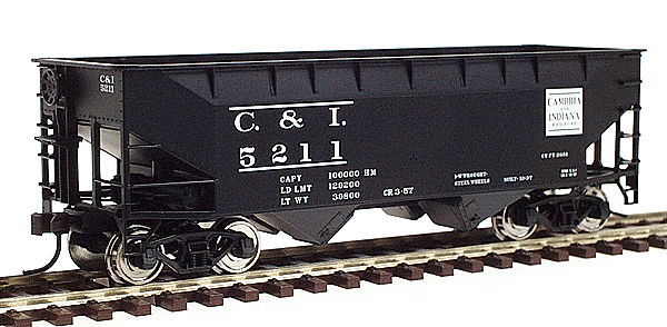 Atlas - 50-Ton 2-Bay Offset Side Open Hopper - Cambria & Indiana #5211 ...