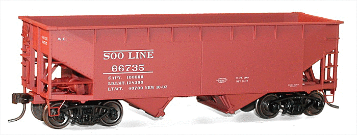 Accurail - 50-Ton Offset-Side 2-Bay Hopper - Kit - Soo Line #66735 (Boxcar Red) - 112-7722