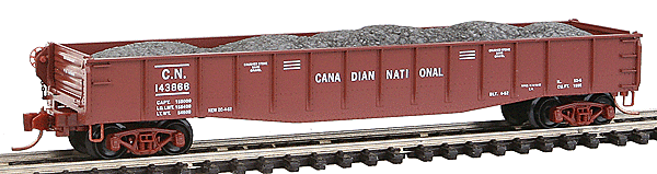 MicroTrain - 50' Drop End Gondola w/Fishbelly Sides, Crushed Stone Load, Assembled - Canadian ...