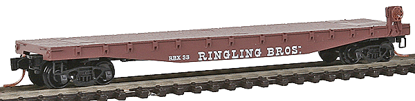 MicroTrain - 50' Fishbelly-Side Flatcar w/Side-Mount Brake Wheel - Ready to Run - Ringling Bros ...