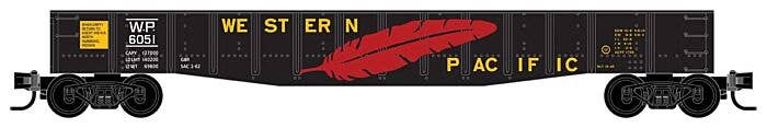 MicroTrain - 50' Fishbelly Drop-End Gondola with Tie Load - Ready to Run - Western Pacific 6051 ...