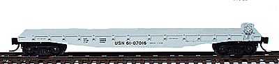 MicroTrain - 50' Fishbelly Side Flatcar w/Side Mount Brake Wheel - US Navy #61-07016 (gray w ...