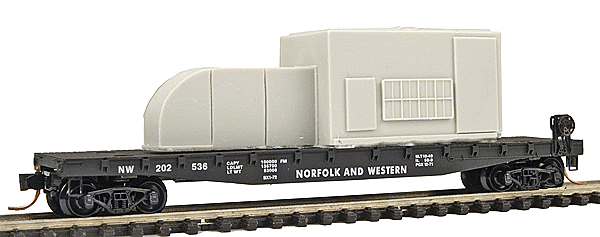 MicroTrain - 50' Flatcar w/Fishbelly Side w/Industrial Air Conditioning Unit Load - Norfolk ...