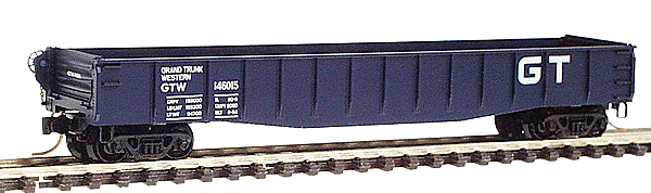 MicroTrain - 50' Gondola w/Fishbelly Side Drop Ends GTW Blue - Grand Trunk Western #146015 (GTW ...