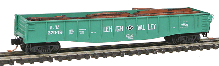 MicroTrain - 50' Gondola w/Fishbelly Sides, Drop-Ends & Scrap Metal Load - Ready to Run - Lehigh ...
