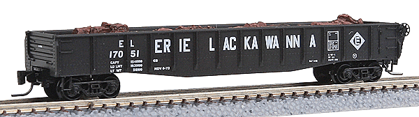 MicroTrain - 50' Gondola w/Fishbelly Sides & Drop End, w/Scrap Metal Load - Erie Lackawanna ...