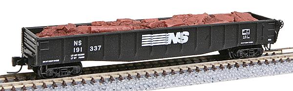 MicroTrain - 50' Gondola w/Fishbelly Sides, w/Scrap Load - Norfolk Southern #191337 (black ...