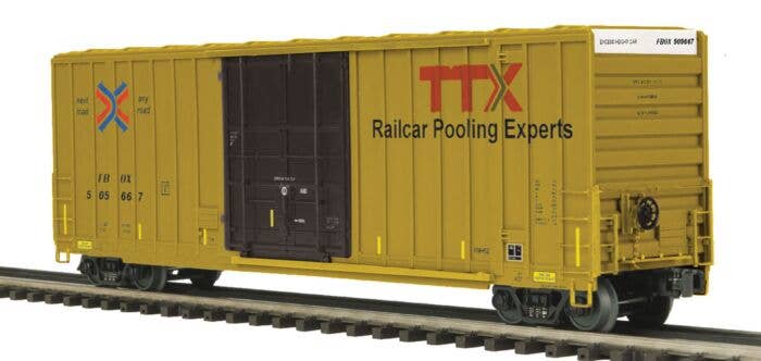 MTH - 50' High-Cube Boxcar - 3-Rail - Ready to Run - Premier(R) - TTX FBOX (Railbox Scheme ...