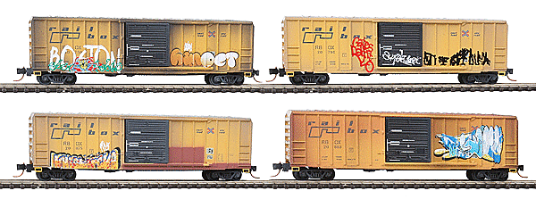 MicroTrain - 50' Rib-Side Boxcar Single-Door 4-Pack - Ready to Run ...