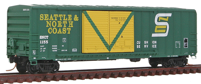 MicroTrain - 50' Rib-Side Double-Door Boxcar No Roofwalk - Ready to Run - Seattle & North Coast ...