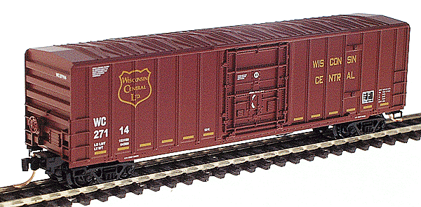 MicroTrain - 50' Rib Side Boxcar w/Plug Door, No Roofwalk - Wisconsin Central #27114 (maroon w ...