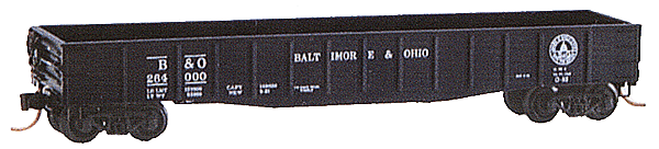 MicroTrain - 50' Steel Side 14 Panel Fixed End Gondola - Baltimore & Ohio #264000 (black w/white ...