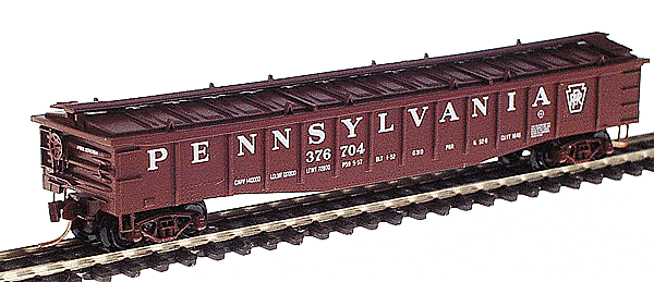 MicroTrain - 50' Steel Side 14 Panel Fixed End Gondola Low Cover - Pennsylvania Railroad #376704 ...