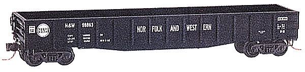 MicroTrain - 50' Steel Side Gondola 14 Panel Fixed End - Norfolk & Western Class GB Mill Gon ...