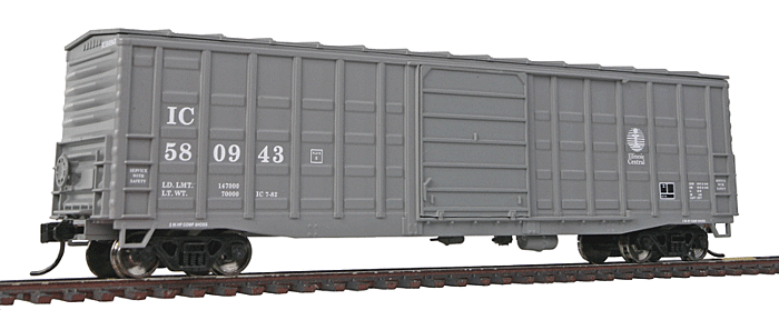 Walthers - 50' Waffle Side Boxcar - Ready To Run - Illinois Central #580943 (gray, white) - 910-2306