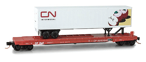 MicroTrain - 57' 6" TOFC Intermodal Flatcar w/45' Trailer - Ready to ...