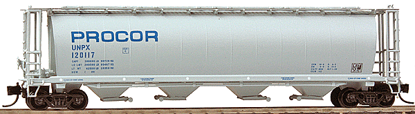 Intermount - 59' 4-Bay Cylindrical Covered Hopper - Trough Hatch Version - Ready to Run - Procor ...