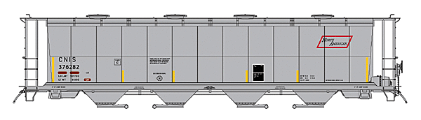 Intermount - 59' 4-Bay Cylindrical Covered Hopper w/Round Hatches - Ready to Run - North ...