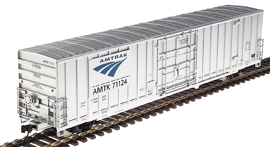 Walthers - 60' Express Boxcar - Ready to Run - Amtrak (Phase V, silver ...