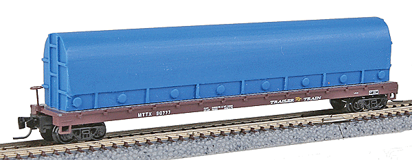 MicroTrain - 60' Flatcar w/Mechanical Load - TTX #90777 (brown, yellow ...