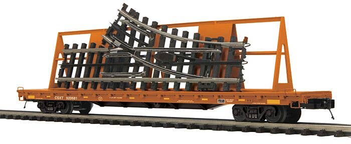 MTH - 60' Flatcar w/ScaleTrax O-31 Turnout Load - 3-Rail - Ready to Run ...