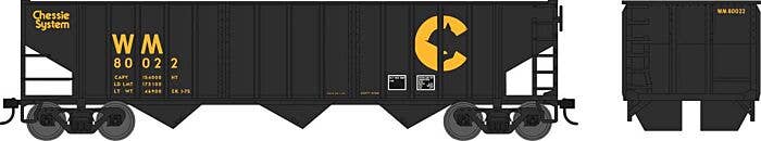 Bowser - 70-Ton 14-Panel 3-Bay Hopper - Ready to Run - Chessie System ...