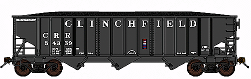 Bluford - 70-Ton 14-Panel 3-Bay Hopper w/Load 2-Pack - Ready to Run ...