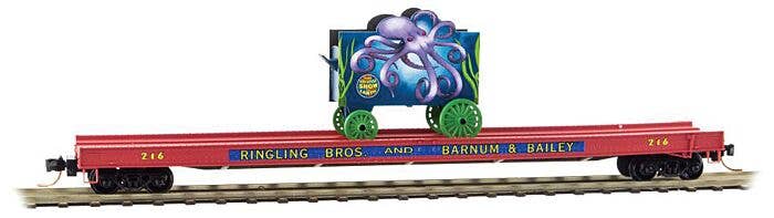 MicroTrain - 70' Circus Flatcar w/Wagon Load - Ready to Run - Ringling ...