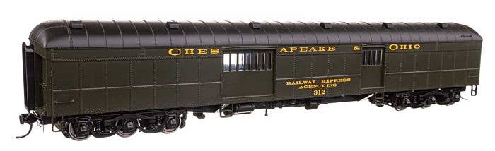 Walthers - 70' Heavyweight Baggage Car w/Arched Roof - Ready to Run - Chesapeake & Ohio #312 ...