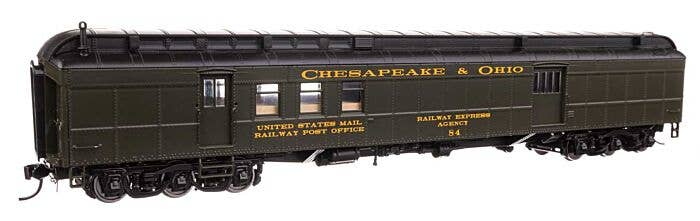 Walthers - 70' Heavyweight RPO-Baggage Car w/Clerestory Roof - Ready to Run - Chesapeake & Ohio ...