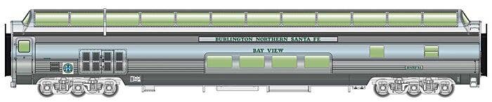 Walthers - 85' Budd Big Dome Bar Lounge Dormitory - Ready to Run - Lighted - BNSF #31 Bay View ...
