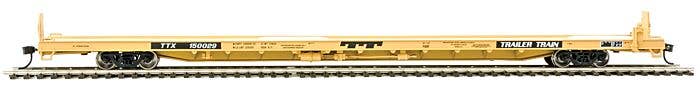 Walthers - 89' Channel Side Flatcar - Ready-To-Run - Trailer-Train #150029 (yellow, black; 40 ...