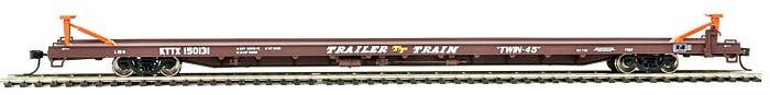 Walthers - 89' Channel Side Flatcar - Ready-To-Run - Trailer-Train KTTX #150131 (1960s brown ...